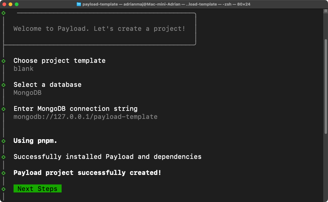 PayloadCMS from Scratch #1 - Create and configure project | adrianmaj.com