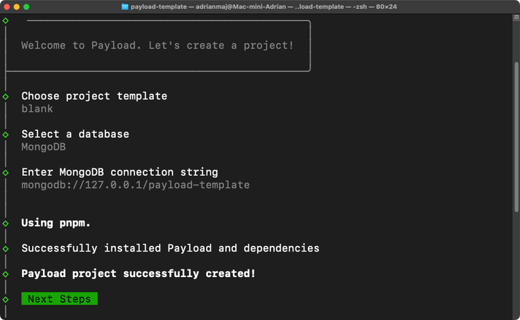 PayloadCMS from Scratch #1 - Create and configure project | adrianmaj.com